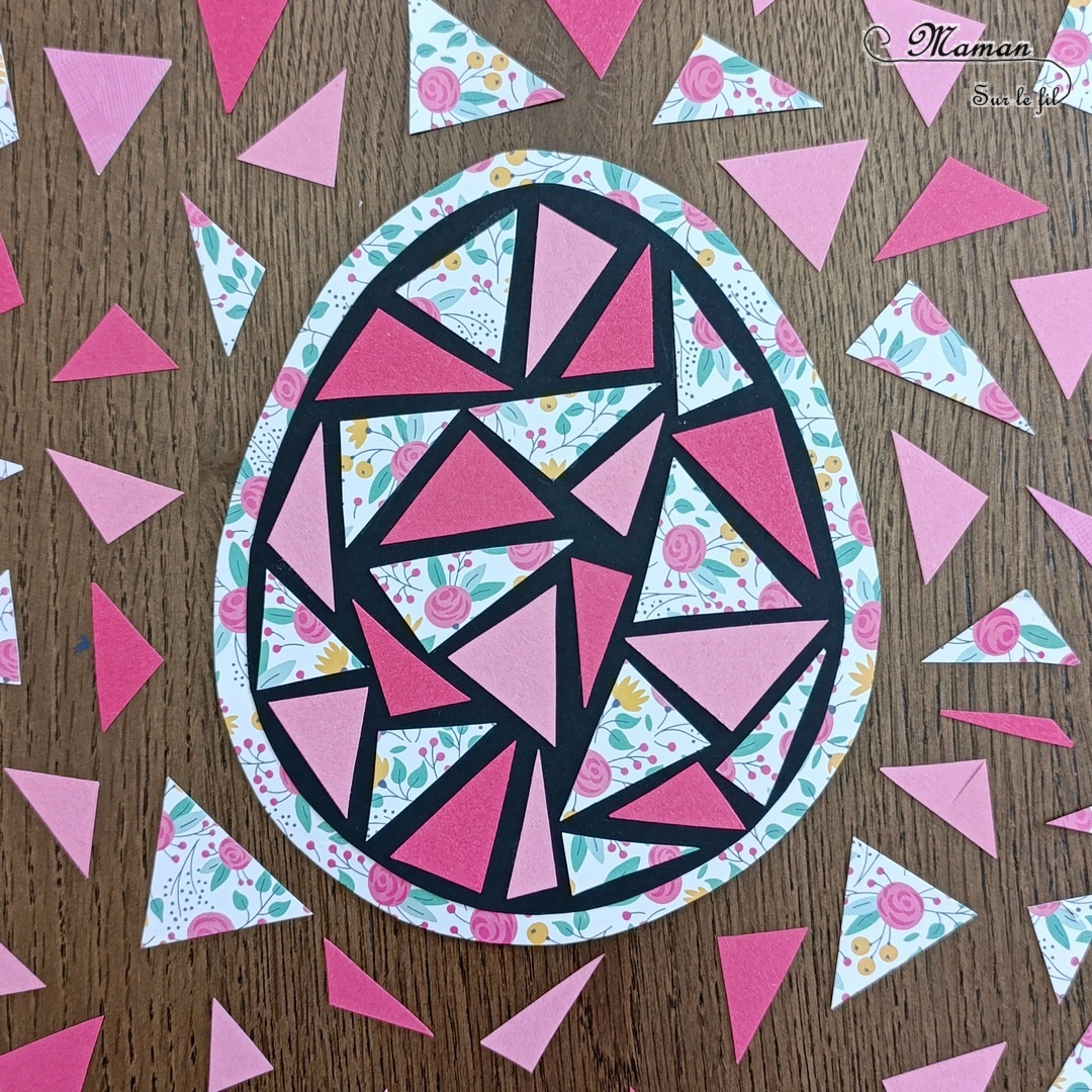 Oeufs de Pâques fleuris en mosaïque de papiers {Activité} - Maman Sur ...
