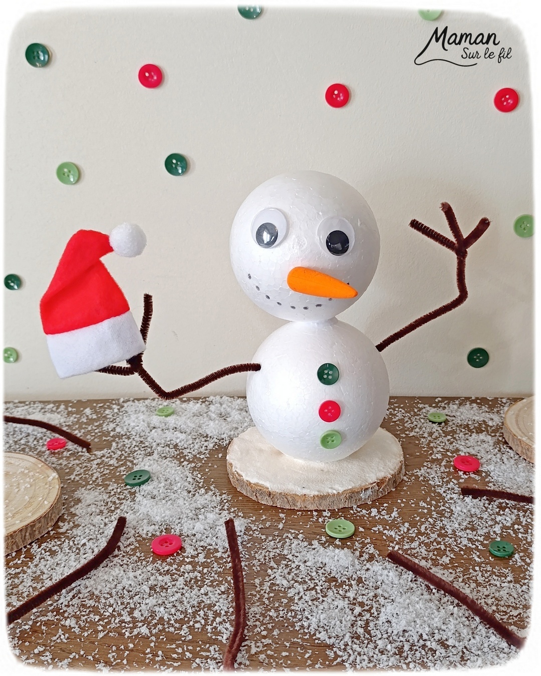 Bonhomme de neige avec des boules de polystyrène {Activité} - Maman Sur ...